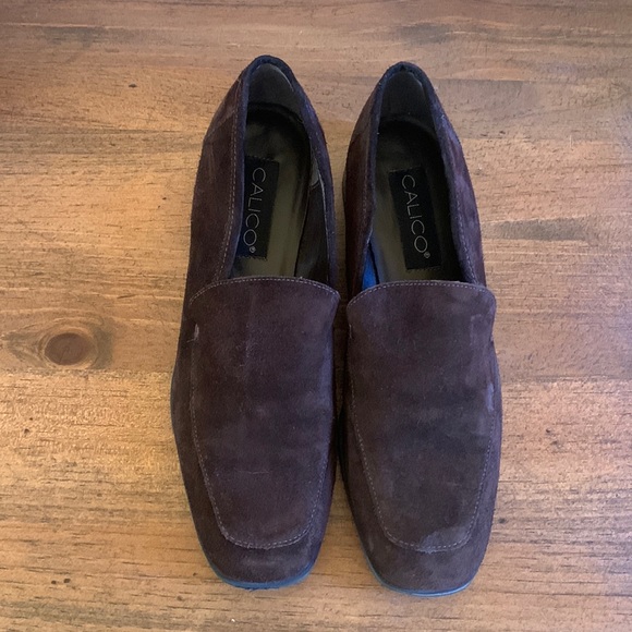Calico | Shoes | Calico Expresso Brown Suede Square Toe Loafers Sz 8 2 ...